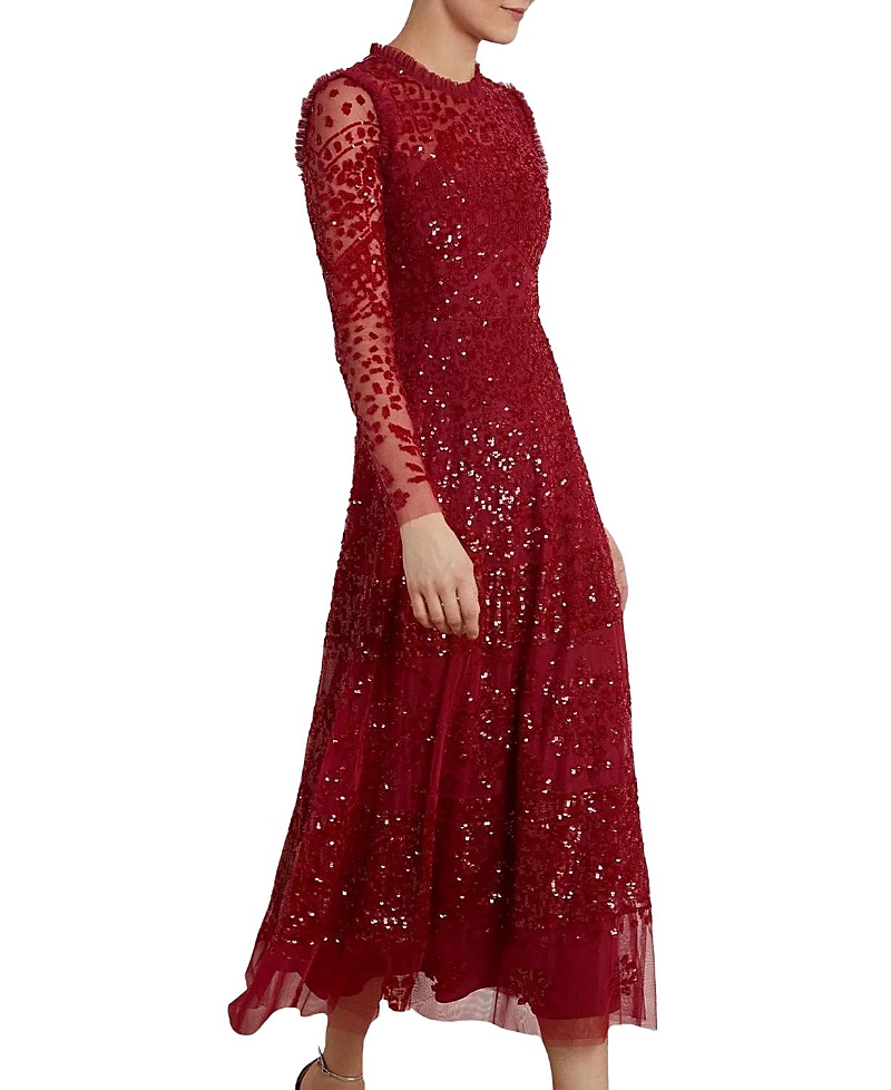 NEEDLE & THREAD Aurora Long Sleeve Ballerina Midi Dress